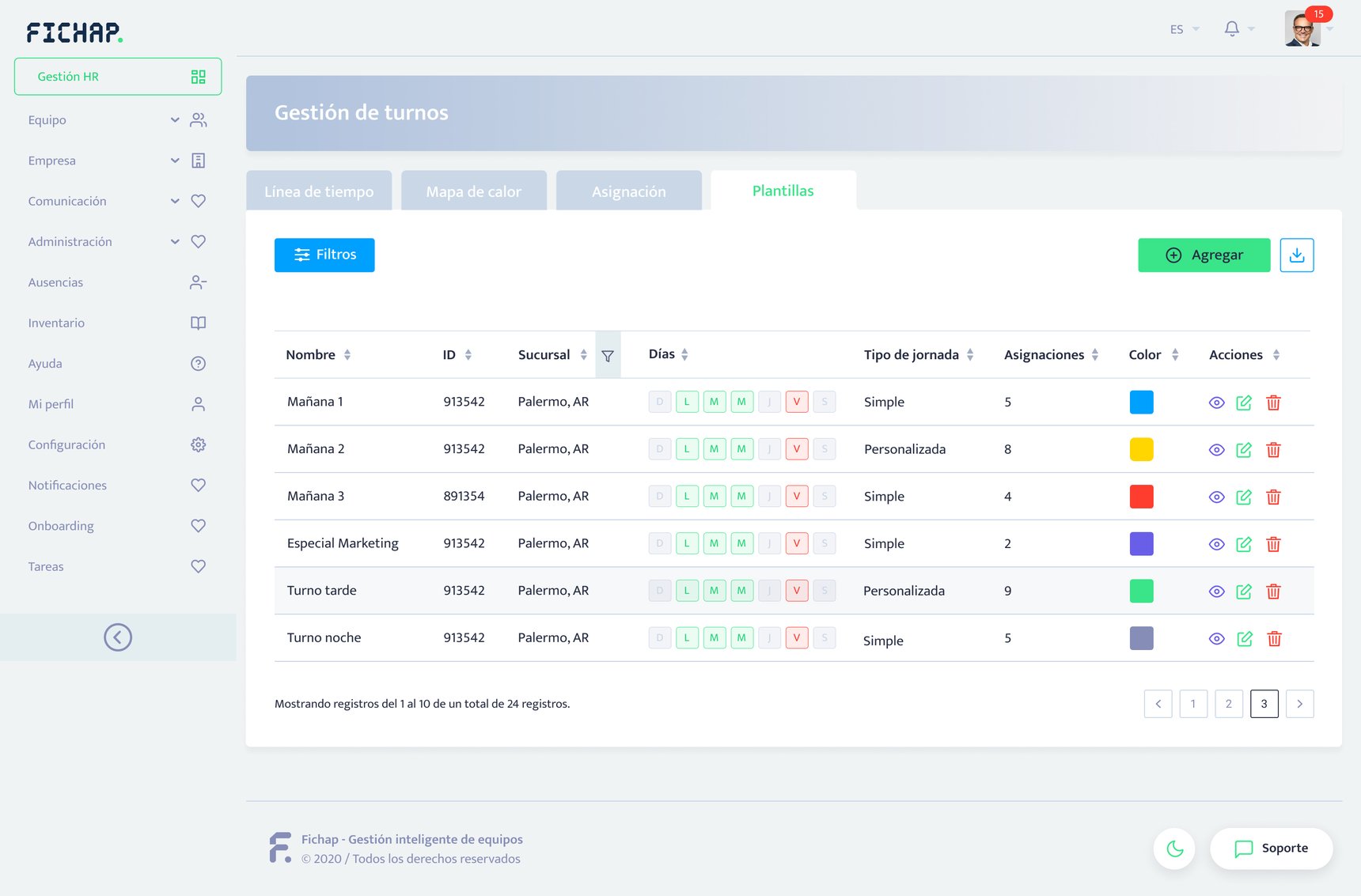 Plantilla de horario: formato individual